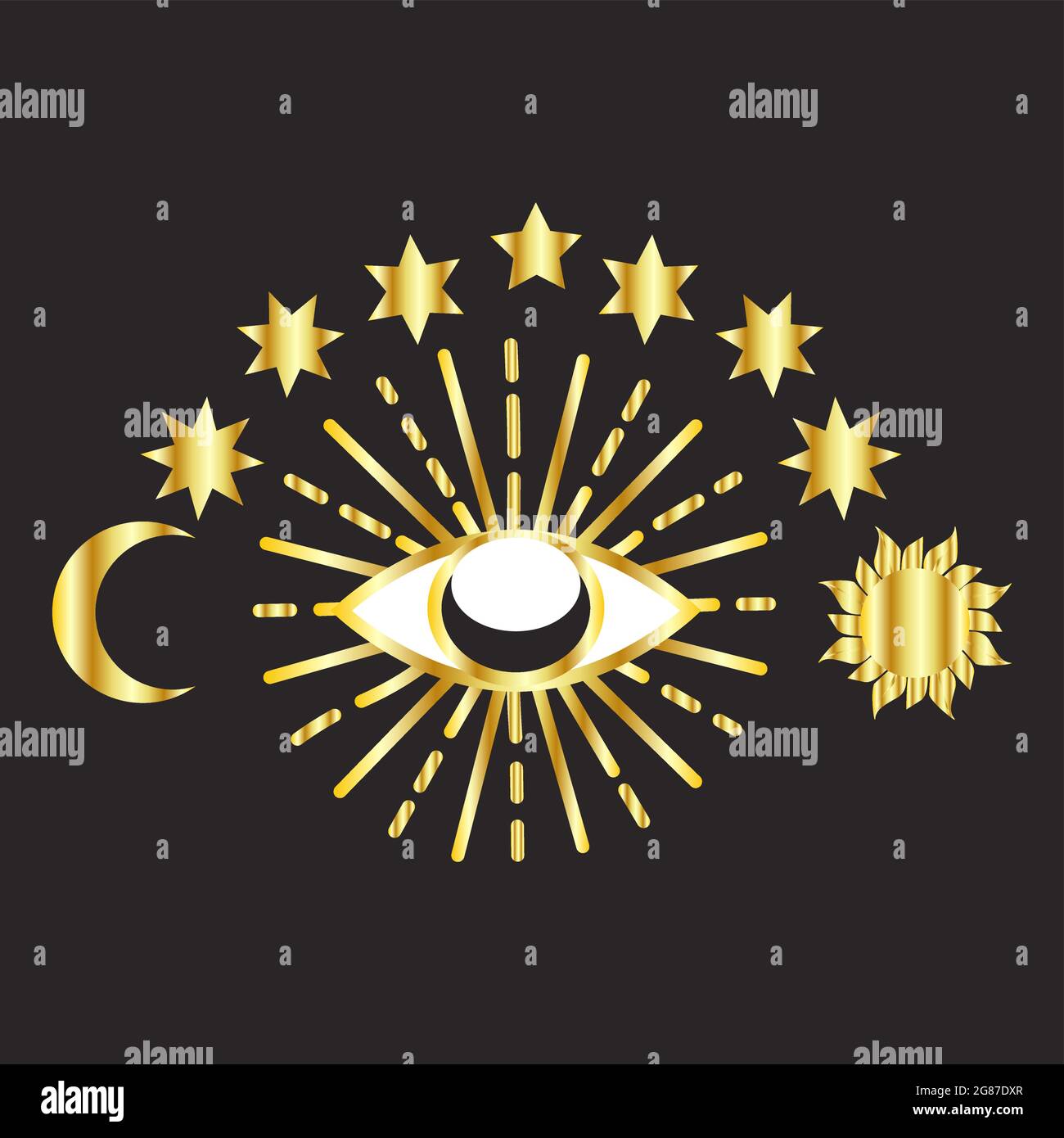 Evil eye gold isolated. Magic, witchcraft, occult symbol. Hamsa eye ...