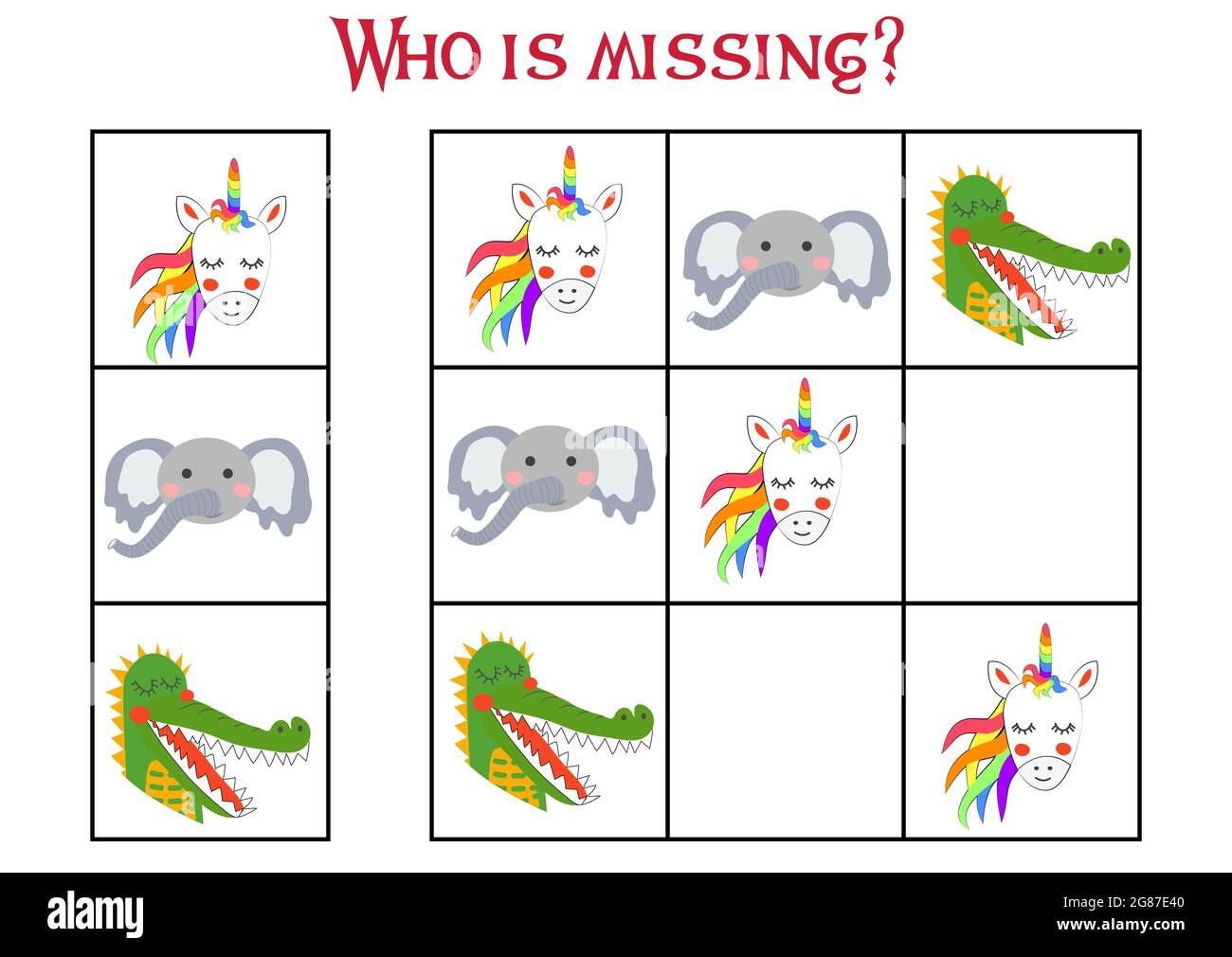 Sudoku game for children with pictures. Kids activity sheet. cute ...
