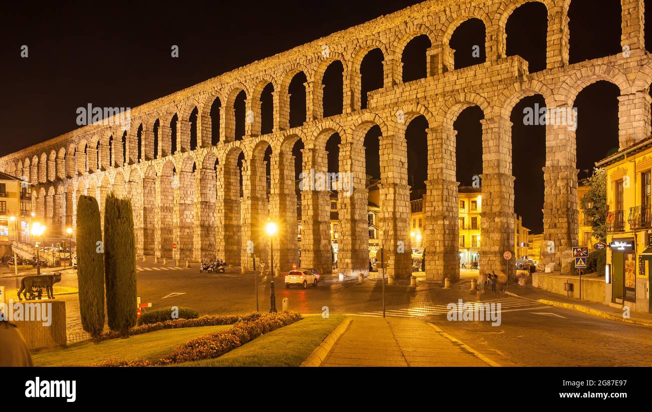 Segovia, Spain - September 21, 2015: Ancient roman aqueduct in Segovia ...