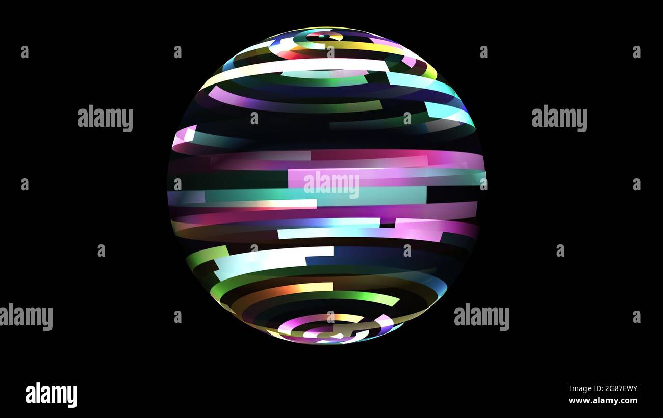 Colorful stripes on rotating sphere Stock Photo - Alamy