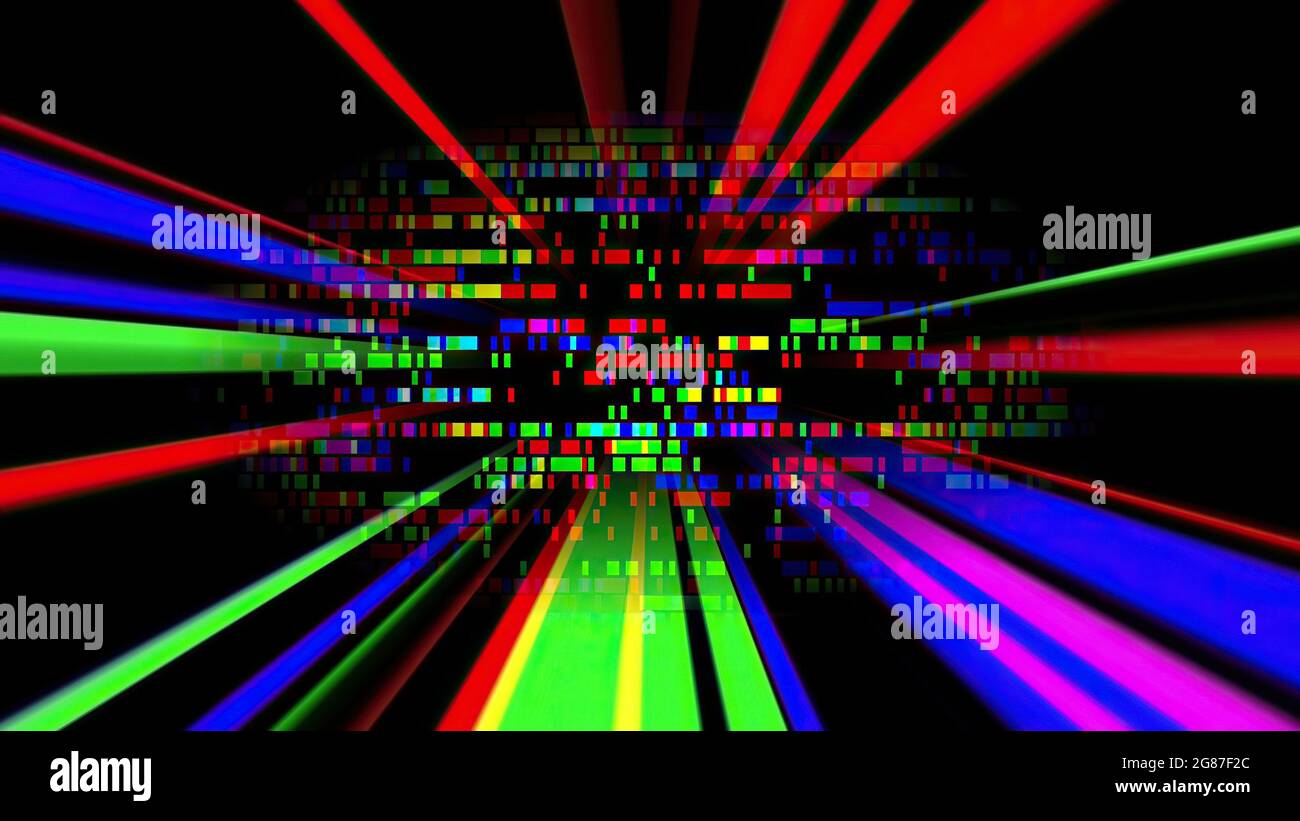 Colorful light rays and pixels Stock Photo - Alamy
