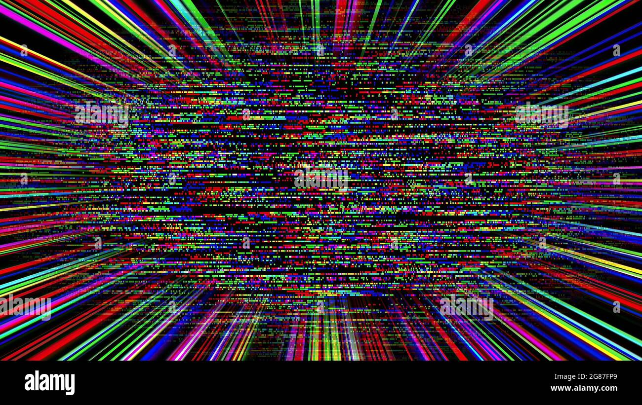 Colorful light rays and pixels Stock Photo - Alamy