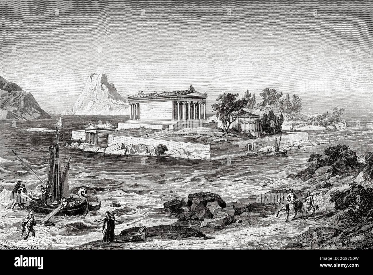 Ancient Greece. Classical ancient temple of Aphaea Athina at Aegina ...