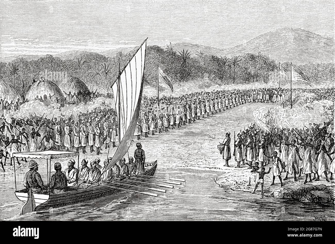 Stanley Expedition. Reception in Usavara by Muteesa's bodyguard, Prime ...