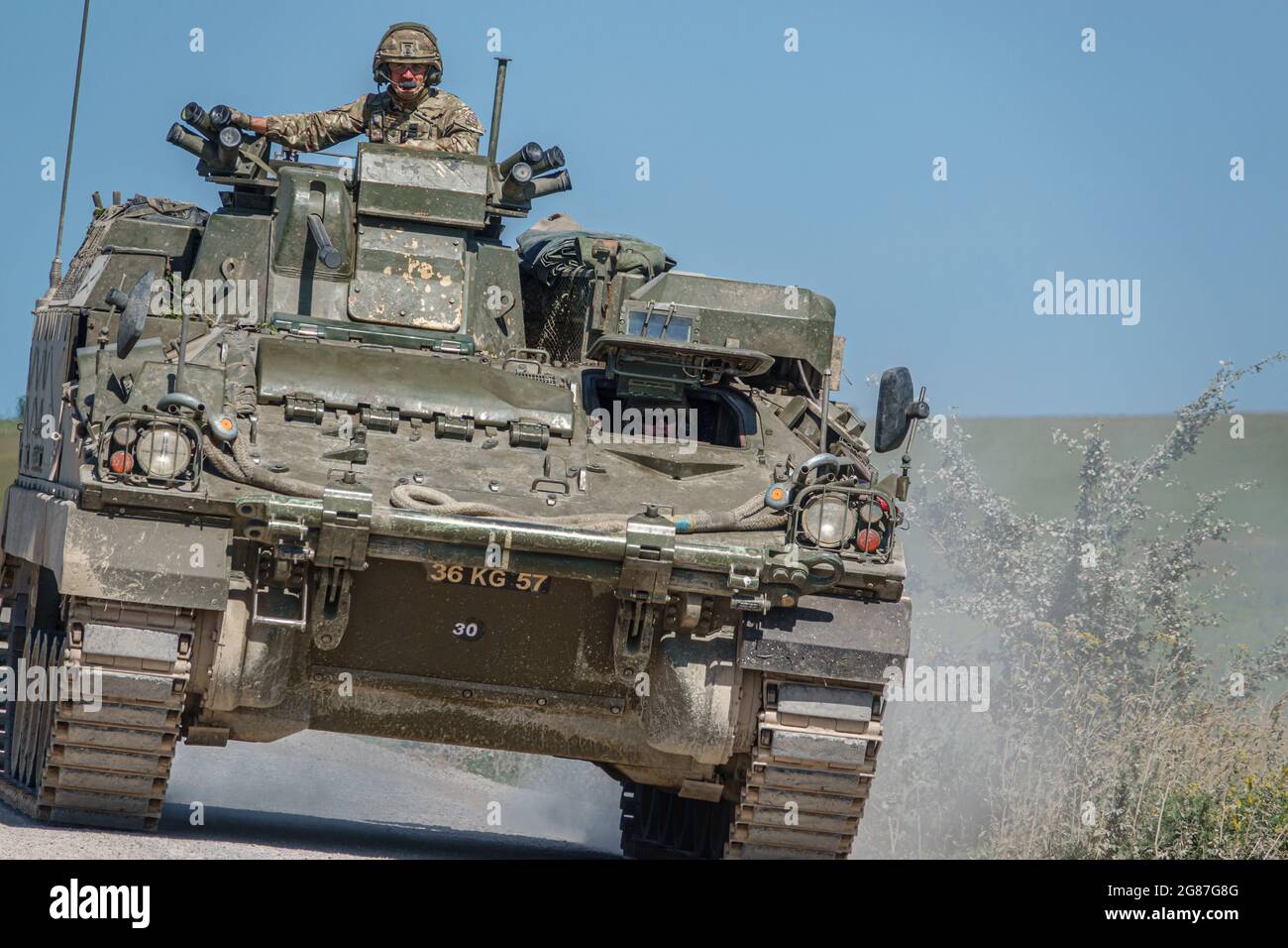 British army Warrior FV512 mechanised recovery vehicle tank in action ...