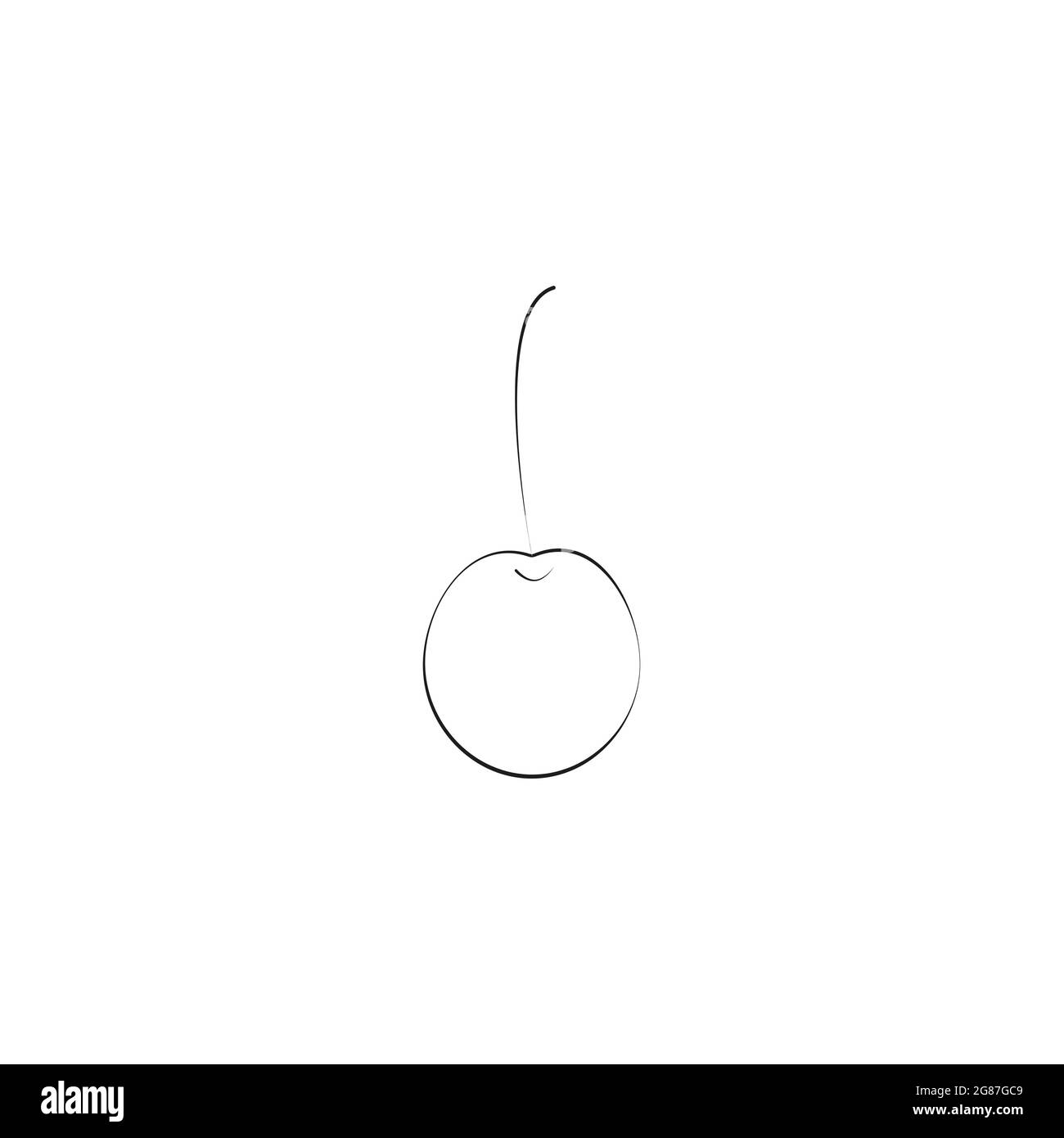 Cherry outline vector icon isolated on white. Perfect for logo, pattern ...