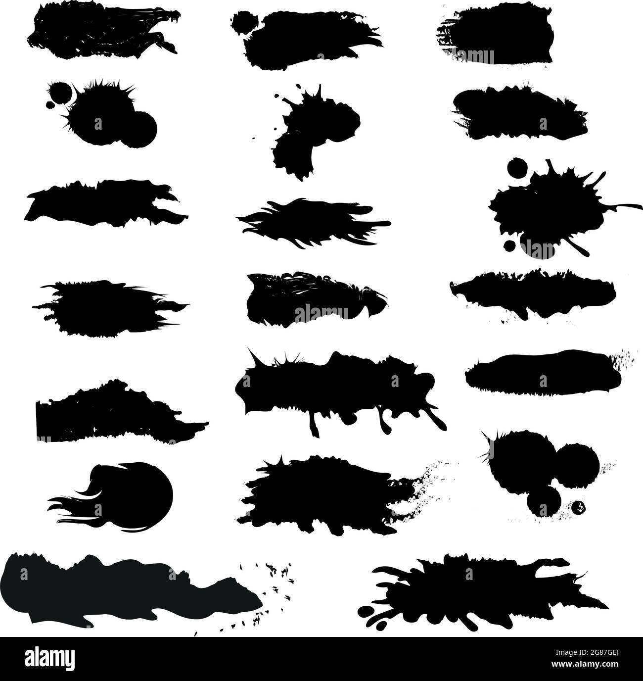 Different strokes of black paint on a white background - Vector ...