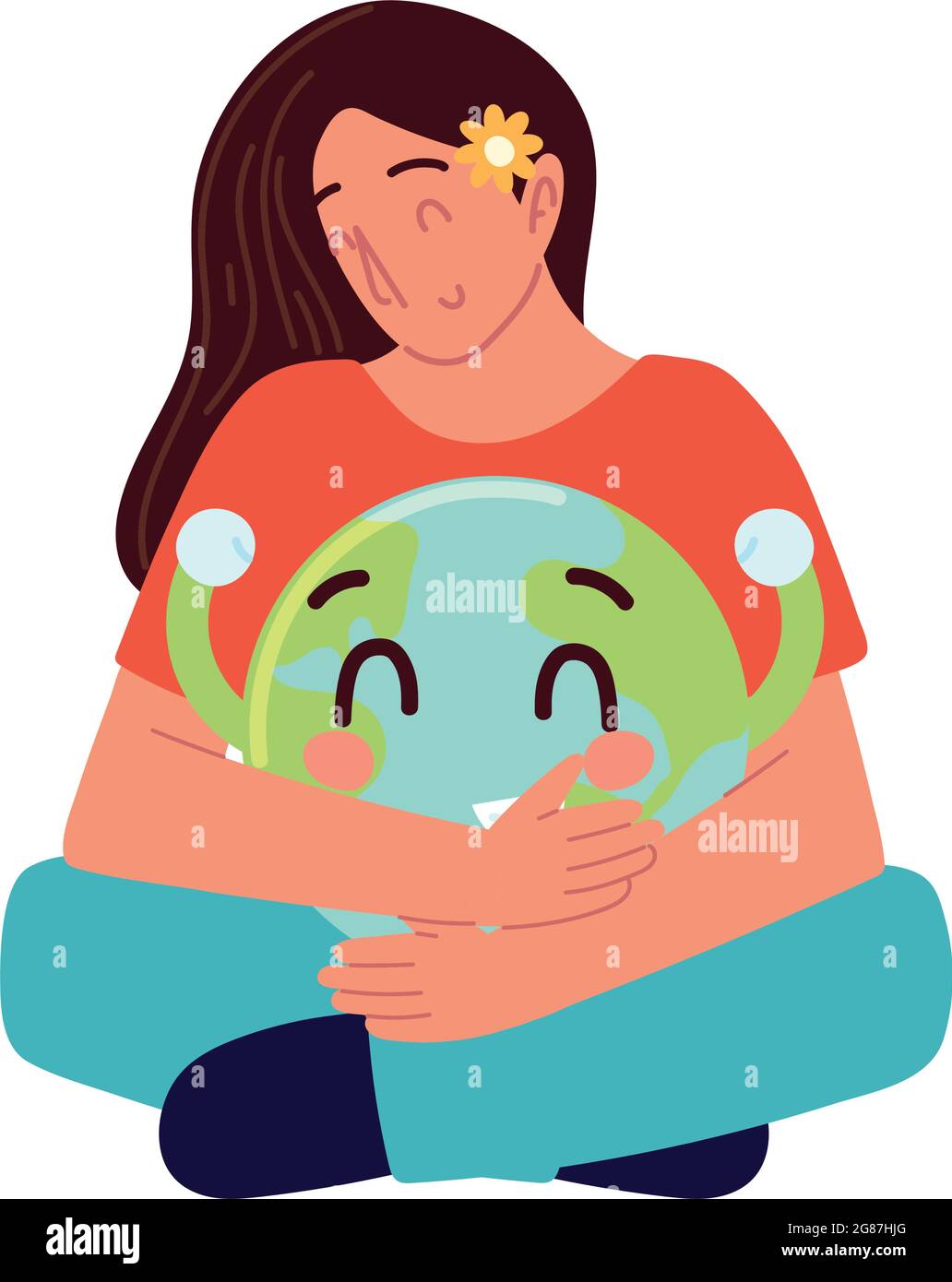 Girl hugging globe Cut Out Stock Images & Pictures - Alamy