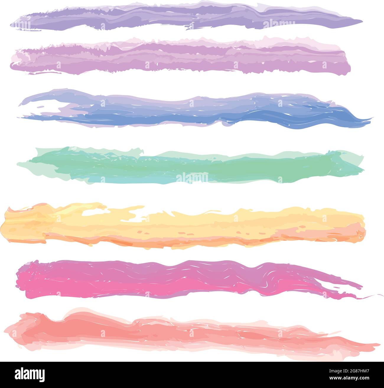 Various strokes of color paint on white background - Vector ...