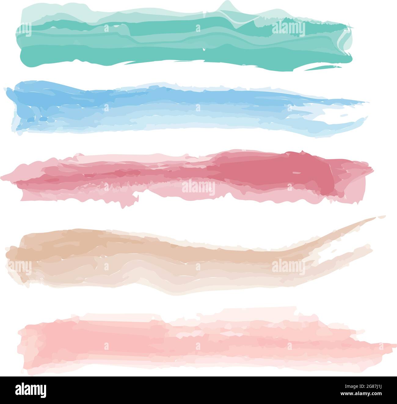 Various strokes of color paint on white background - Vector ...