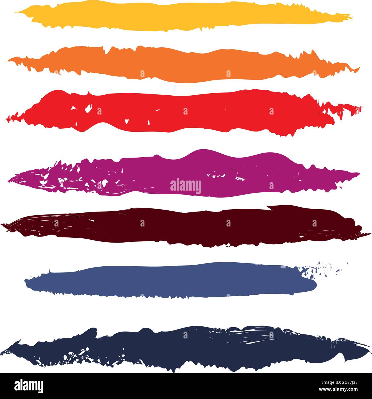 Various strokes of color paint on white background - Vector ...
