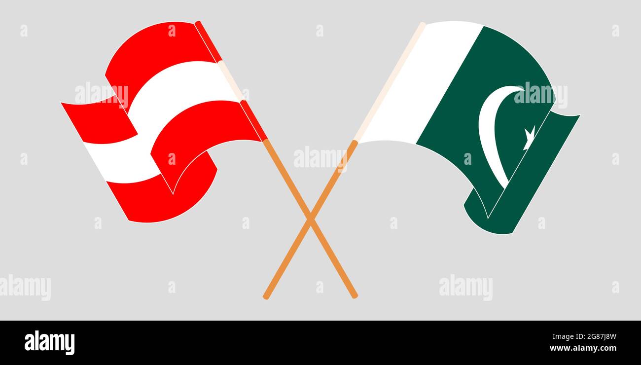 Crossed and waving flags of Pakistan and Austria. Vector illustration ...