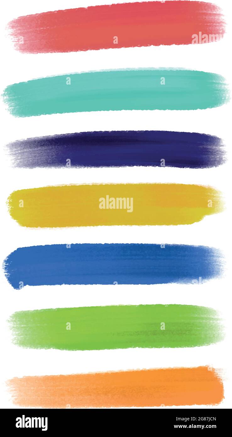 Various strokes of color paint on white background - Vector ...