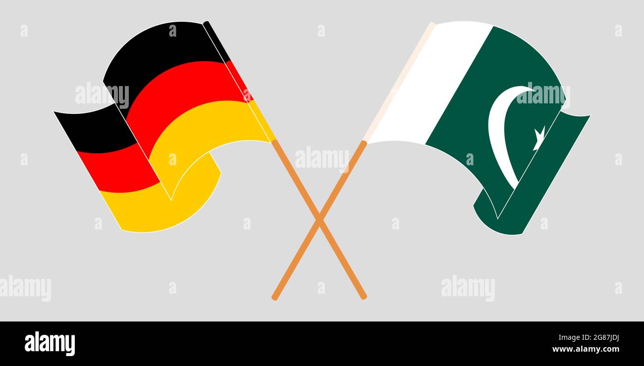 Crossed and waving flags of Pakistan and Germany. Vector illustration ...