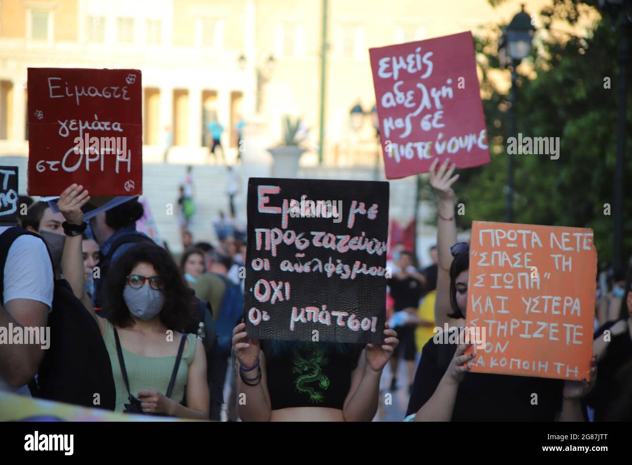 Athens, Greece. 17th July, 2021. Women Rights activists protest in ...