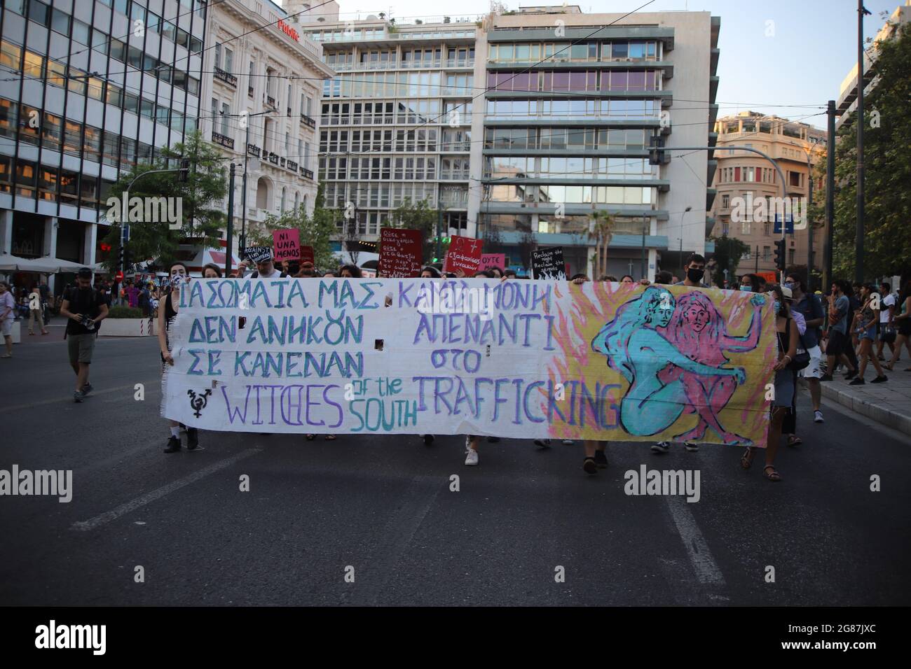 Athens, Greece. 17th July, 2021. Women Rights activists protest in ...