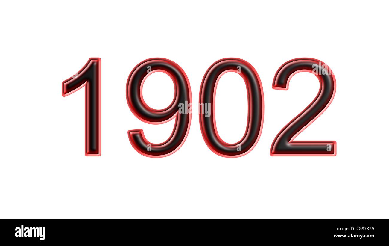 red 1902 number 3d effect white background Stock Photo - Alamy
