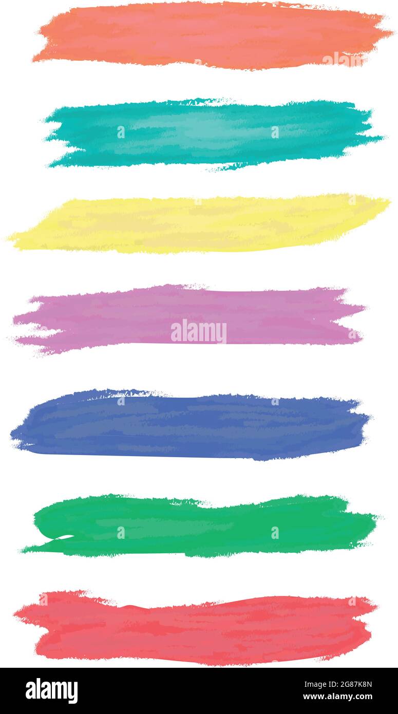 Various strokes of color paint on white background - Vector ...