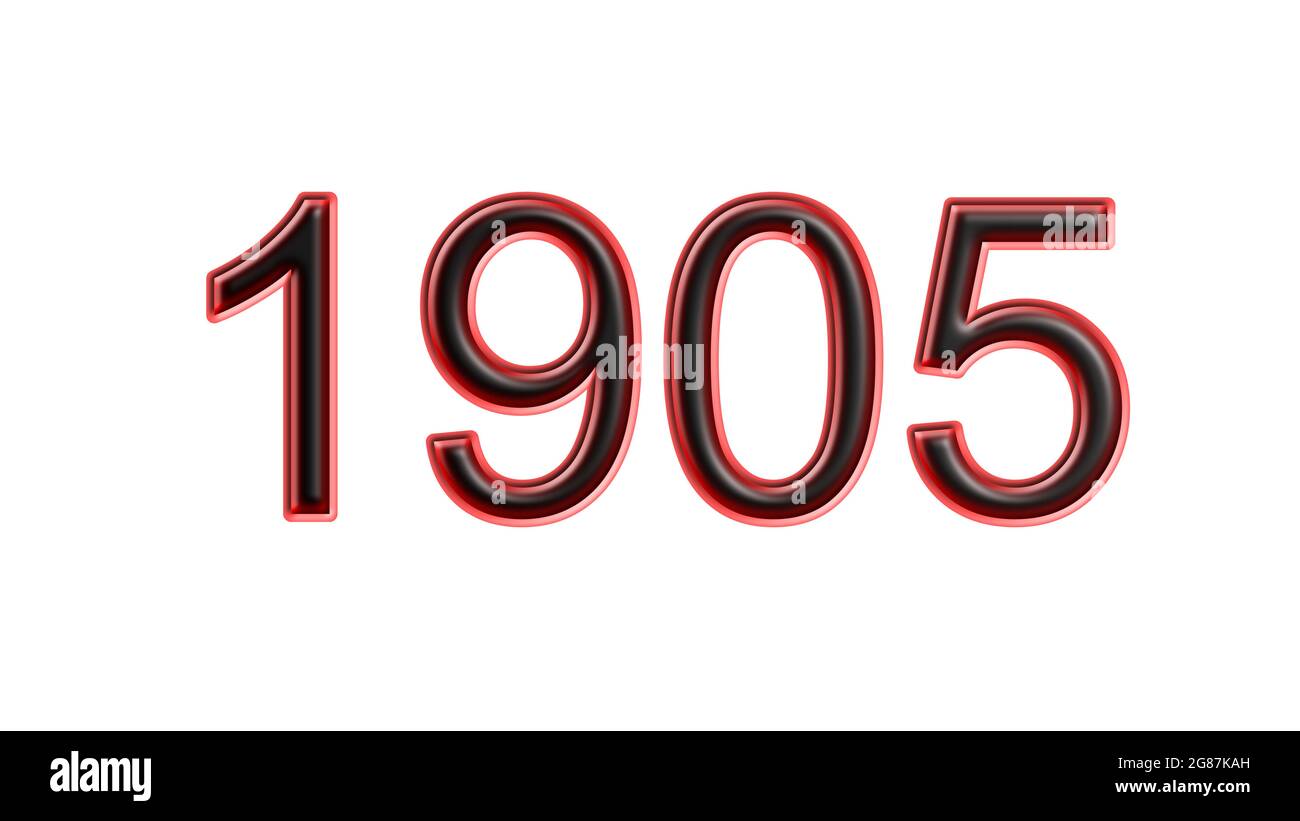 red 1905 number 3d effect white background Stock Photo - Alamy