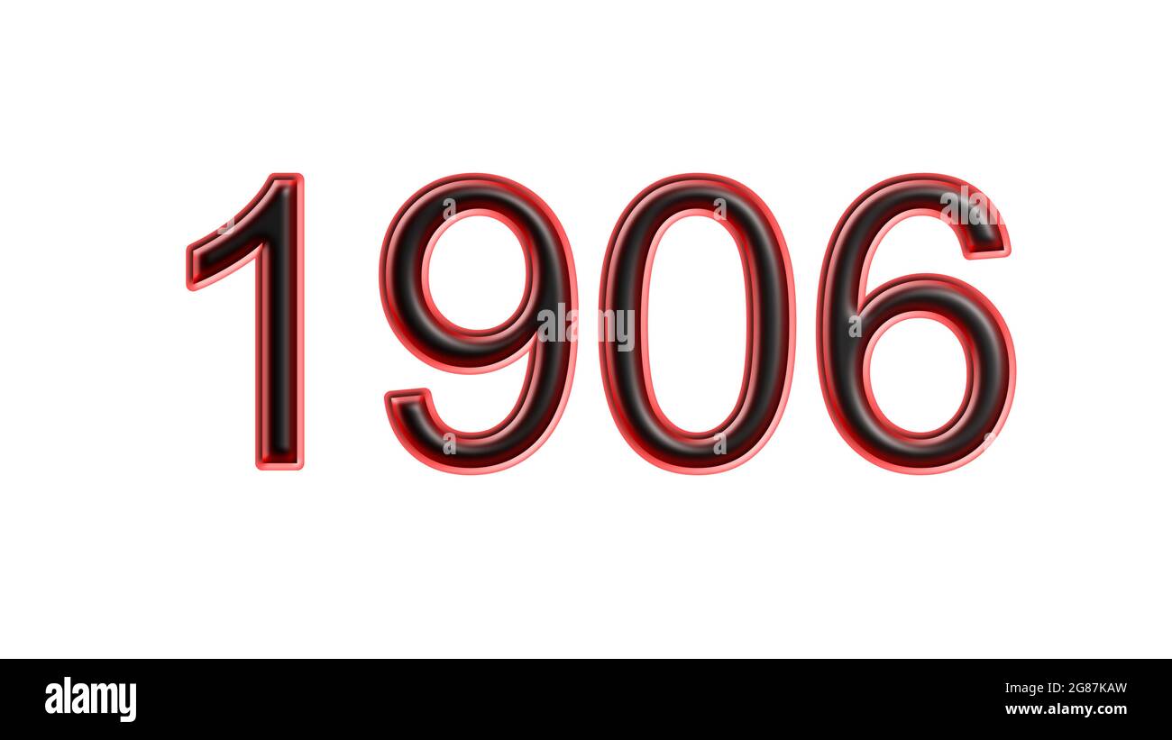 red 1906 number 3d effect white background Stock Photo - Alamy