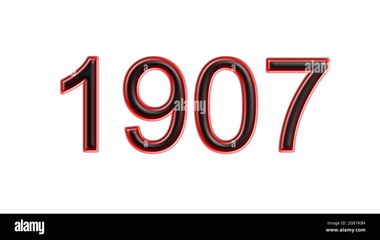 red 1907 number 3d effect white background Stock Photo - Alamy