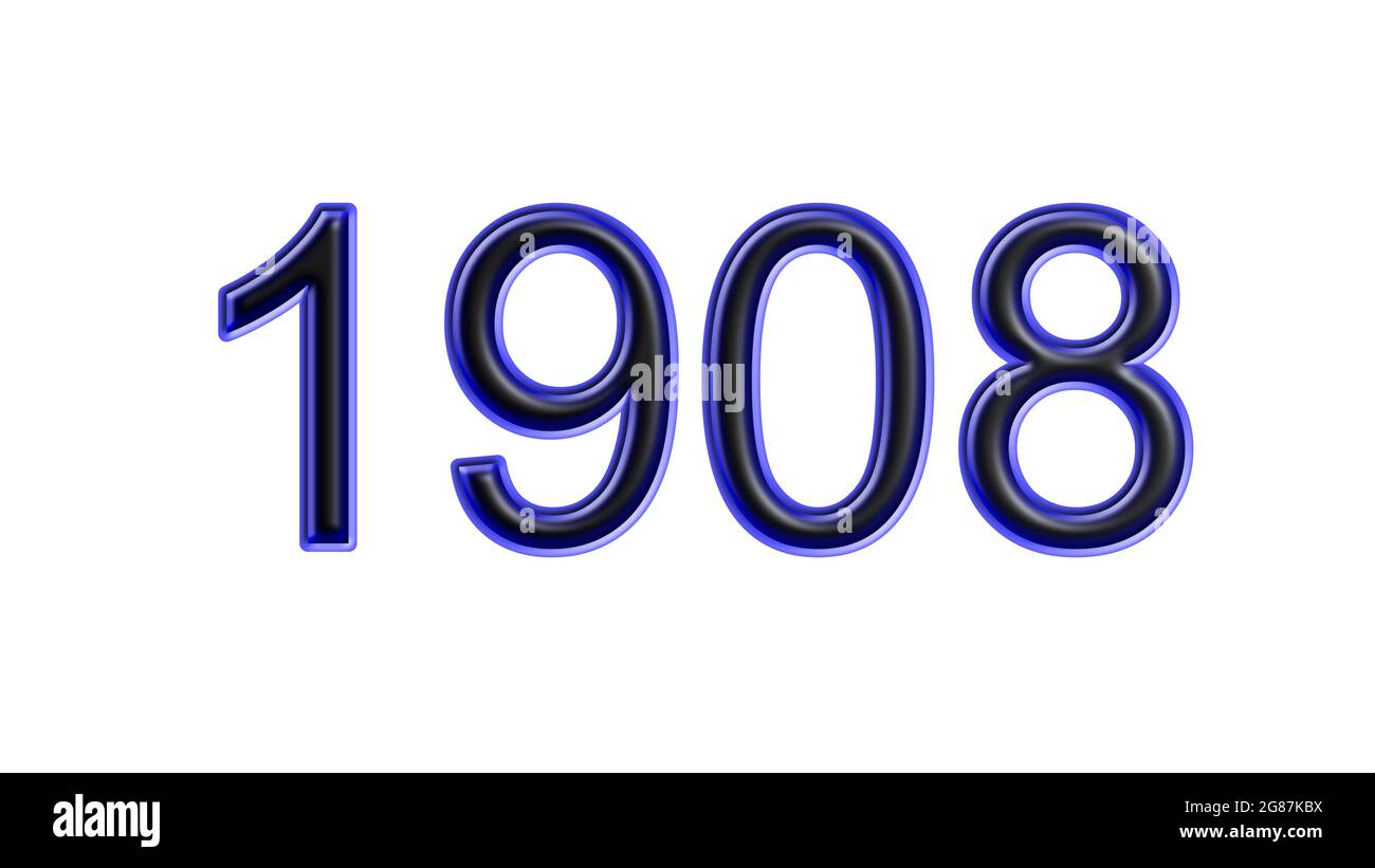 blue 1908 number 3d effect white background Stock Photo - Alamy