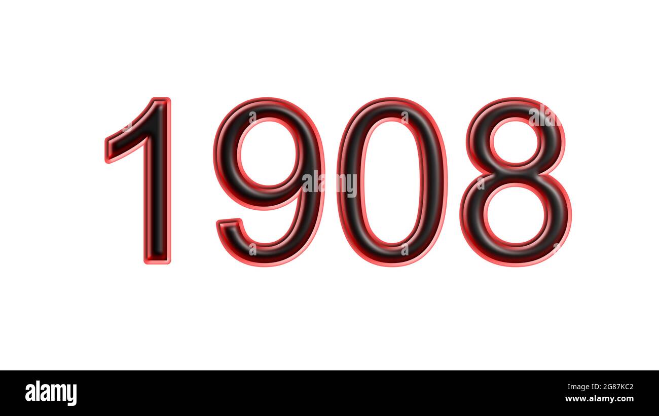red 1908 number 3d effect white background Stock Photo - Alamy