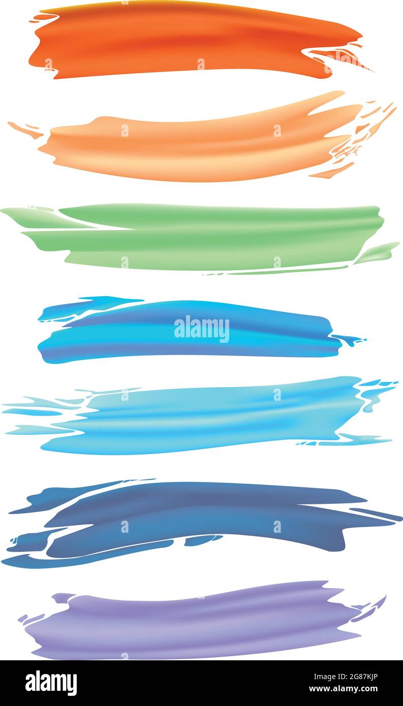 Various strokes of color paint on white background - Vector ...