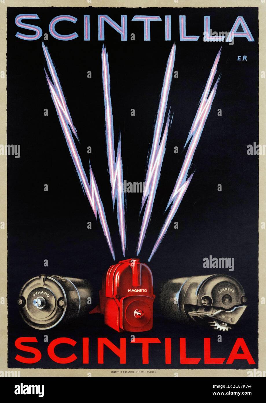 Ernst Rupprecht Scintilla – Vintage magneto engine starter poster 1926 ...