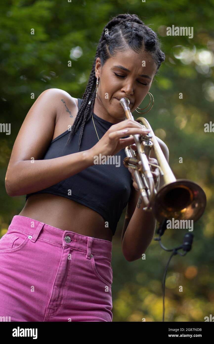 Madrid, Spain. 17th July, 2021. Portuguese musician Jessica Pina Trio ...