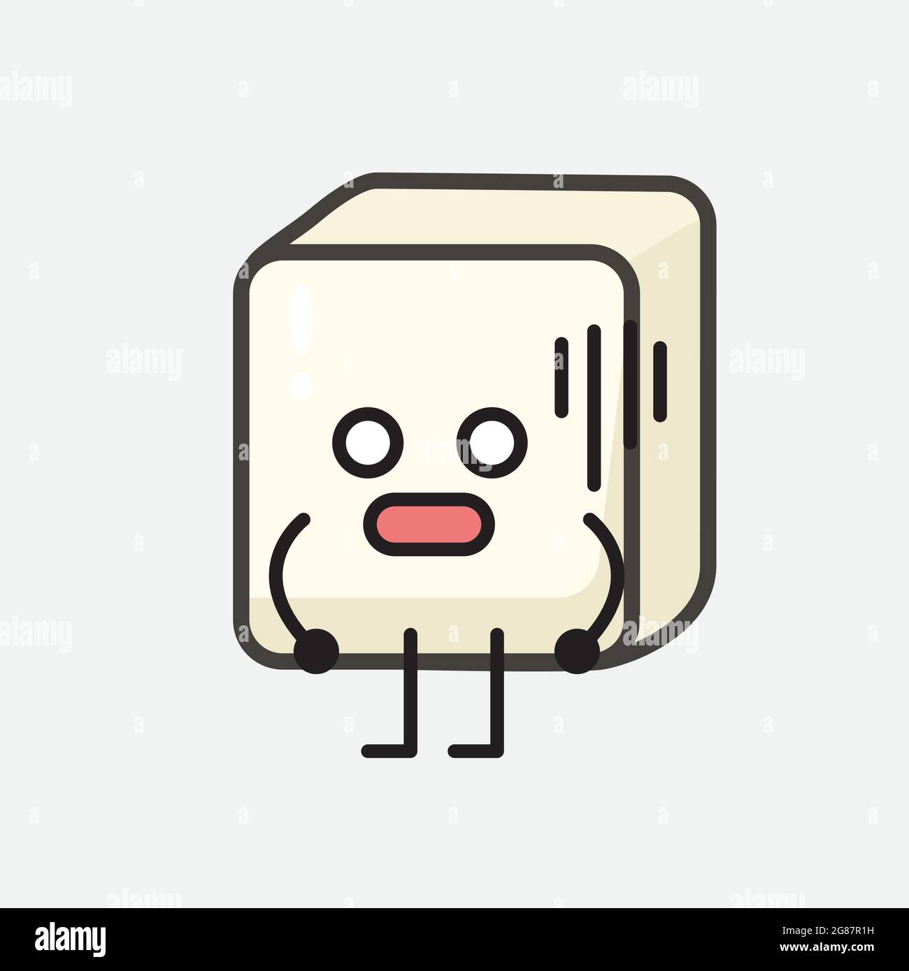 Vector Illustration of Tofu Character with cute face and simple body ...