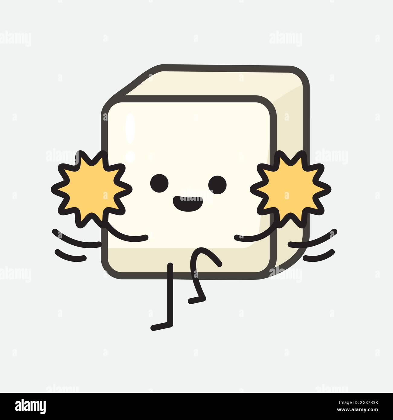 Vector Illustration of Tofu Character with cute face and simple body ...