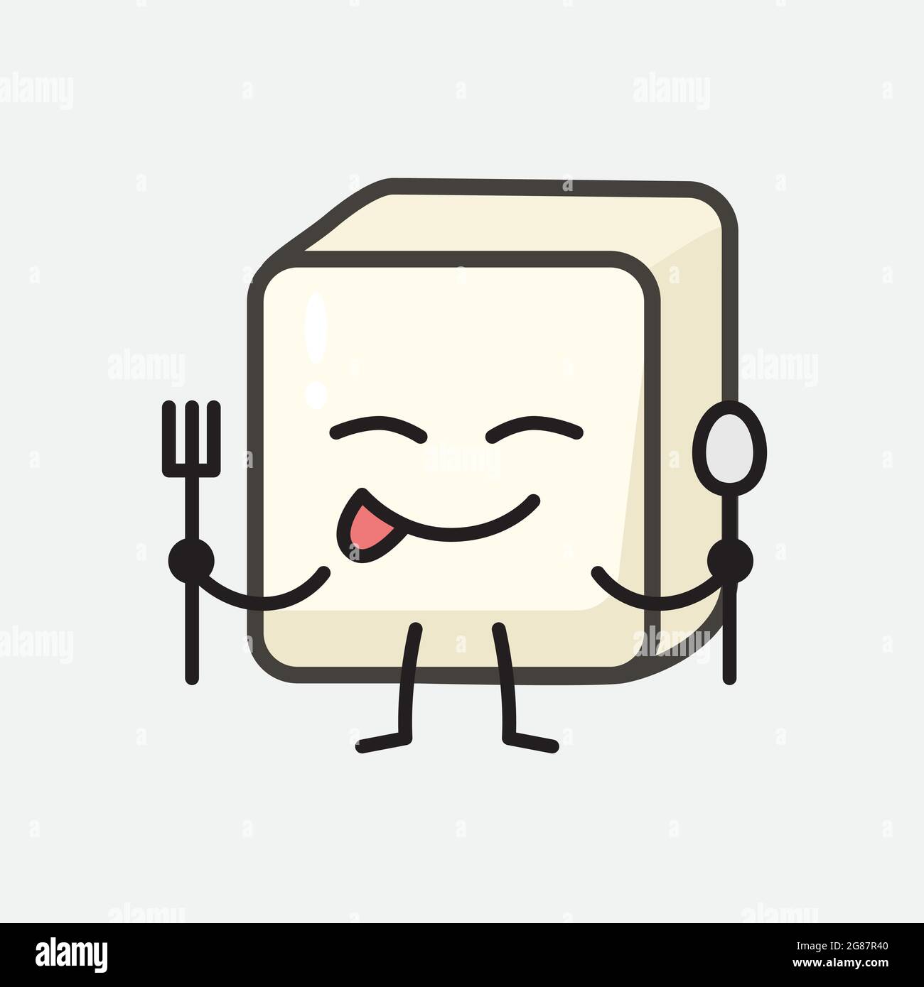 Vector Illustration of Tofu Character with cute face and simple body ...