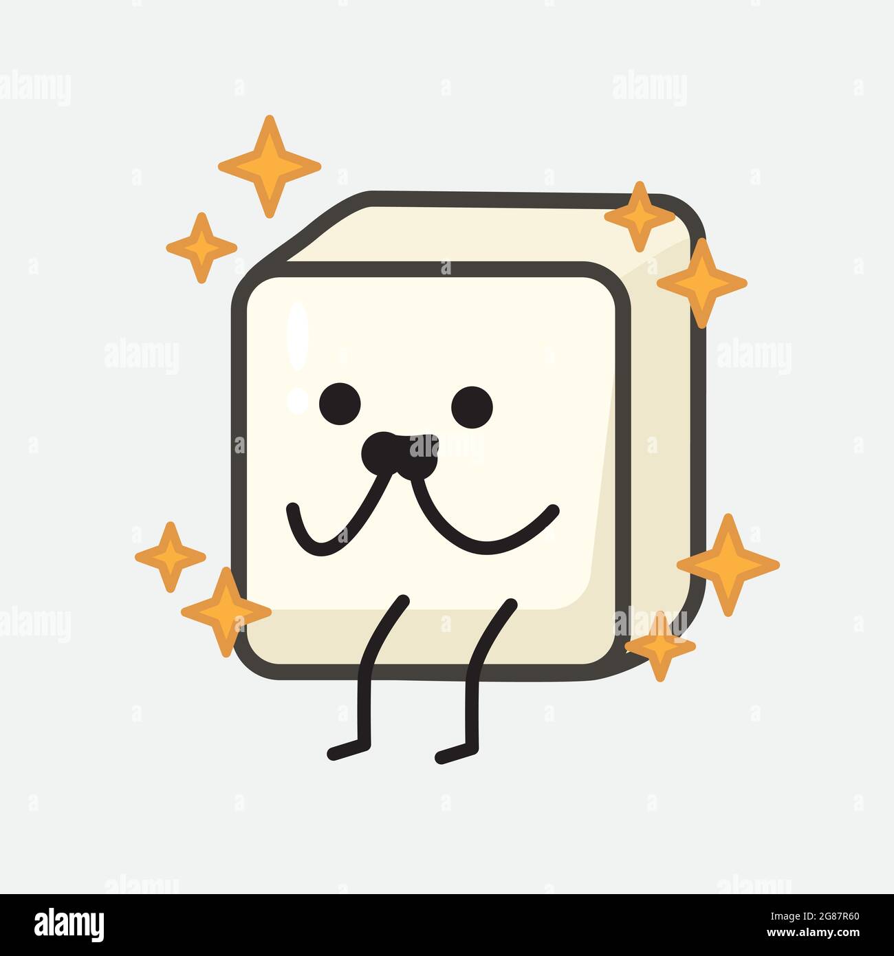 Vector Illustration of Tofu Character with cute face and simple body ...