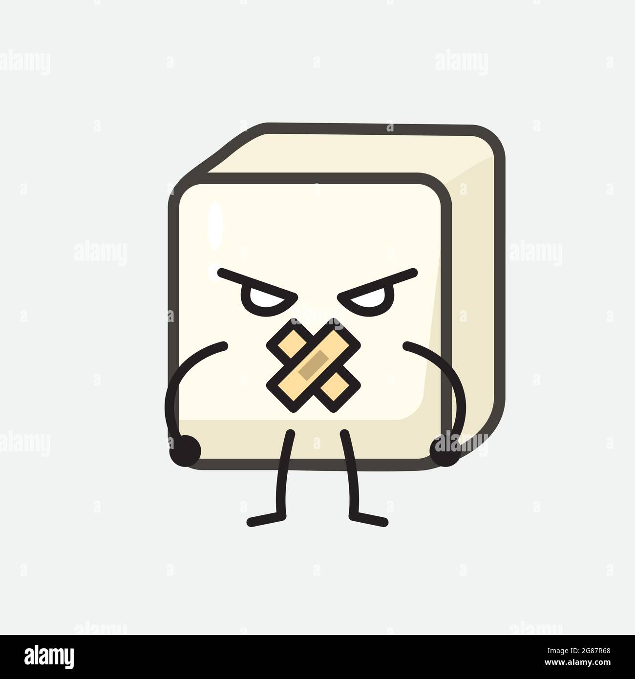 Vector Illustration of Tofu Character with cute face and simple body ...