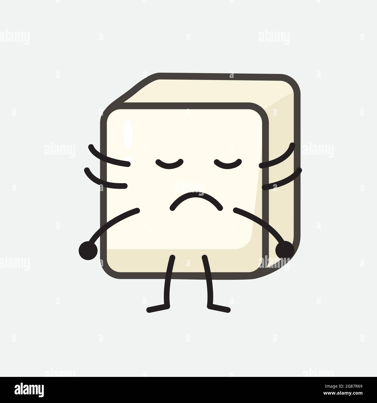 Vector Illustration of Tofu Character with cute face and simple body ...