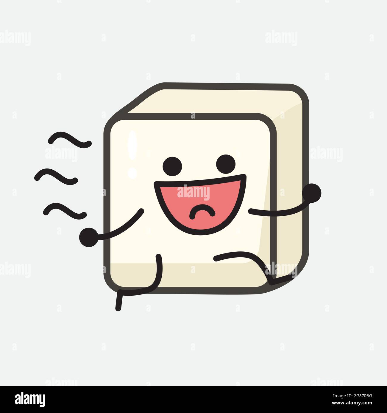Vector Illustration of Tofu Character with cute face and simple body ...
