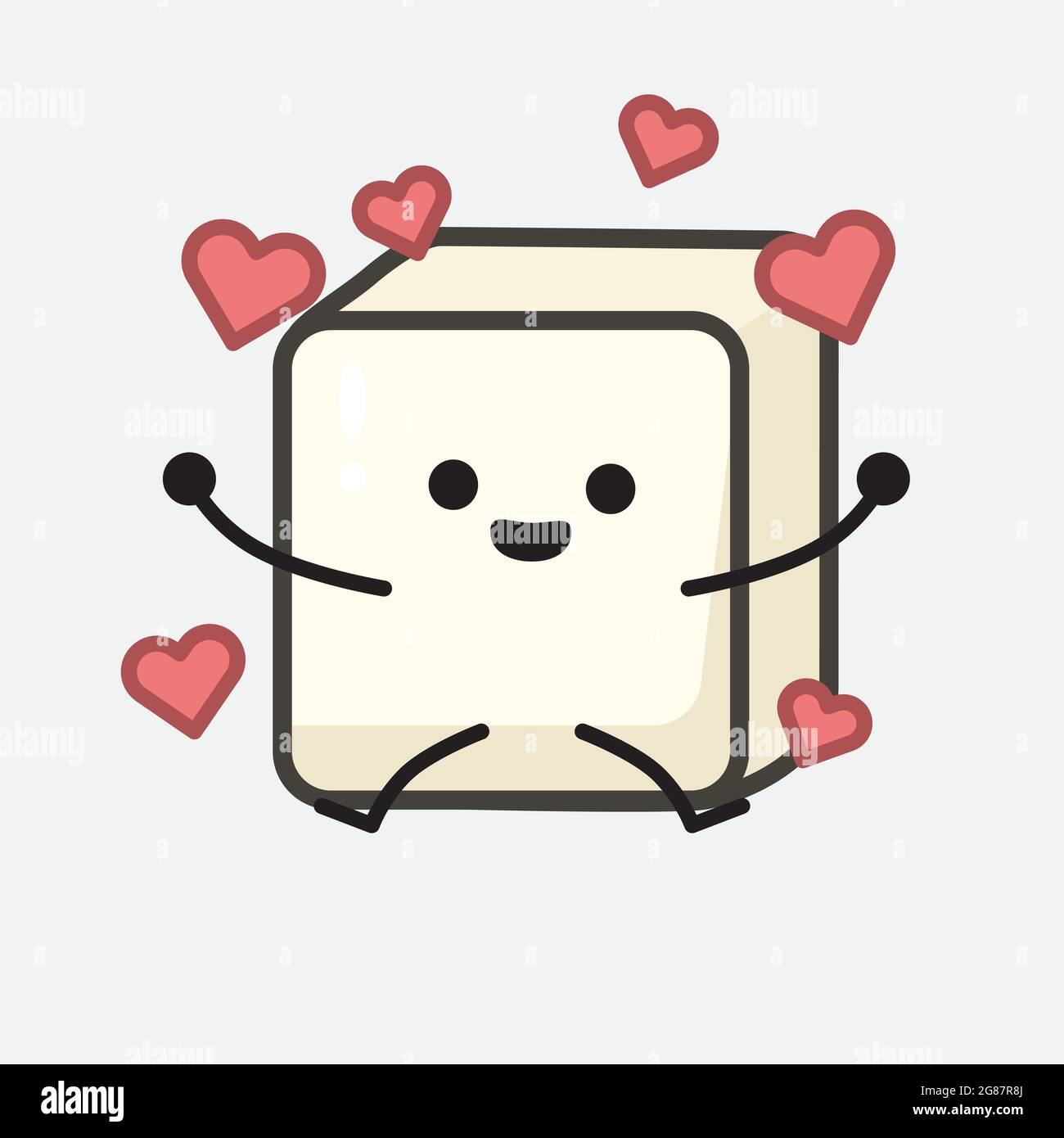 Vector Illustration of Tofu Character with cute face and simple body ...