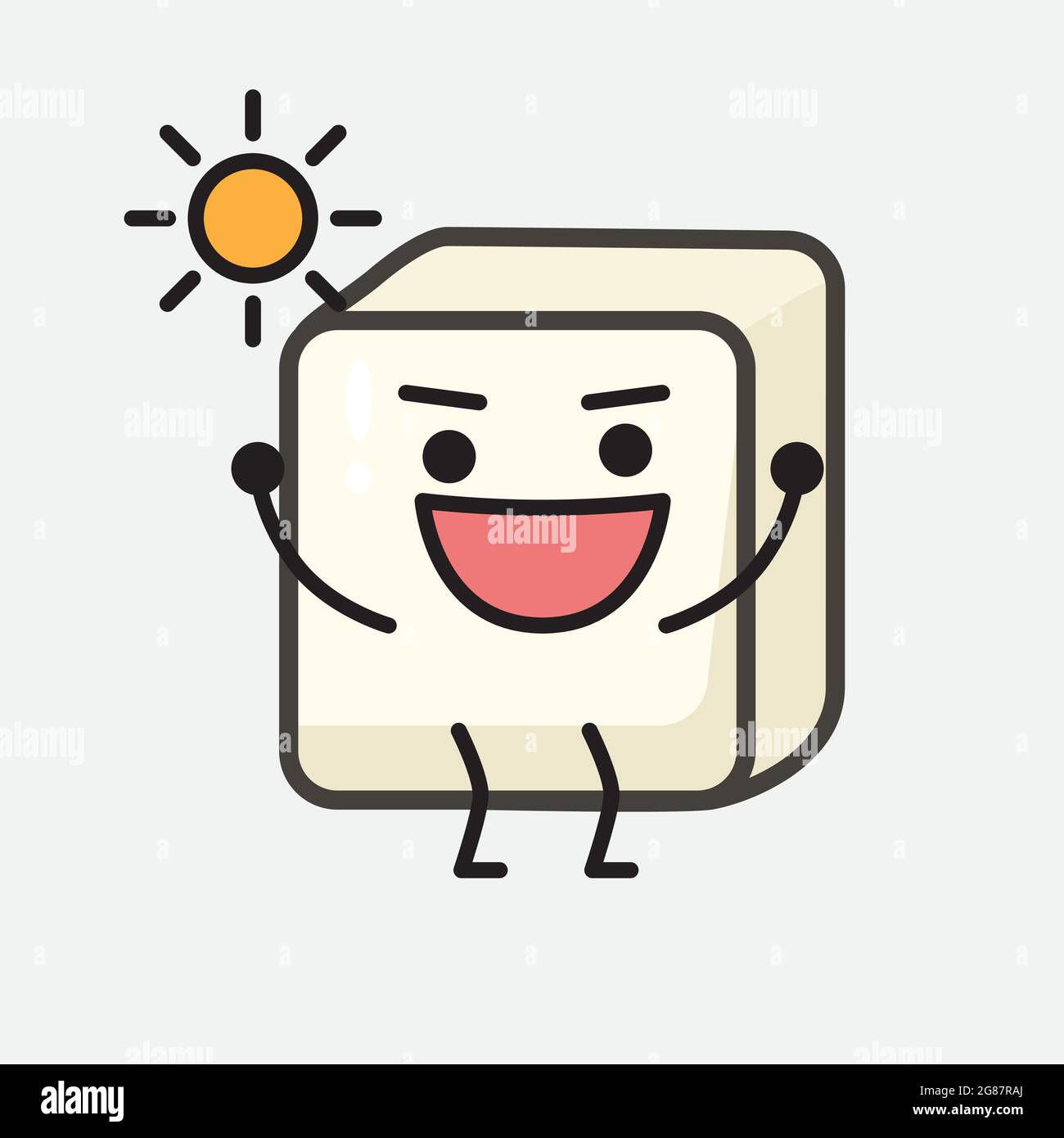 Vector Illustration of Tofu Character with cute face and simple body ...