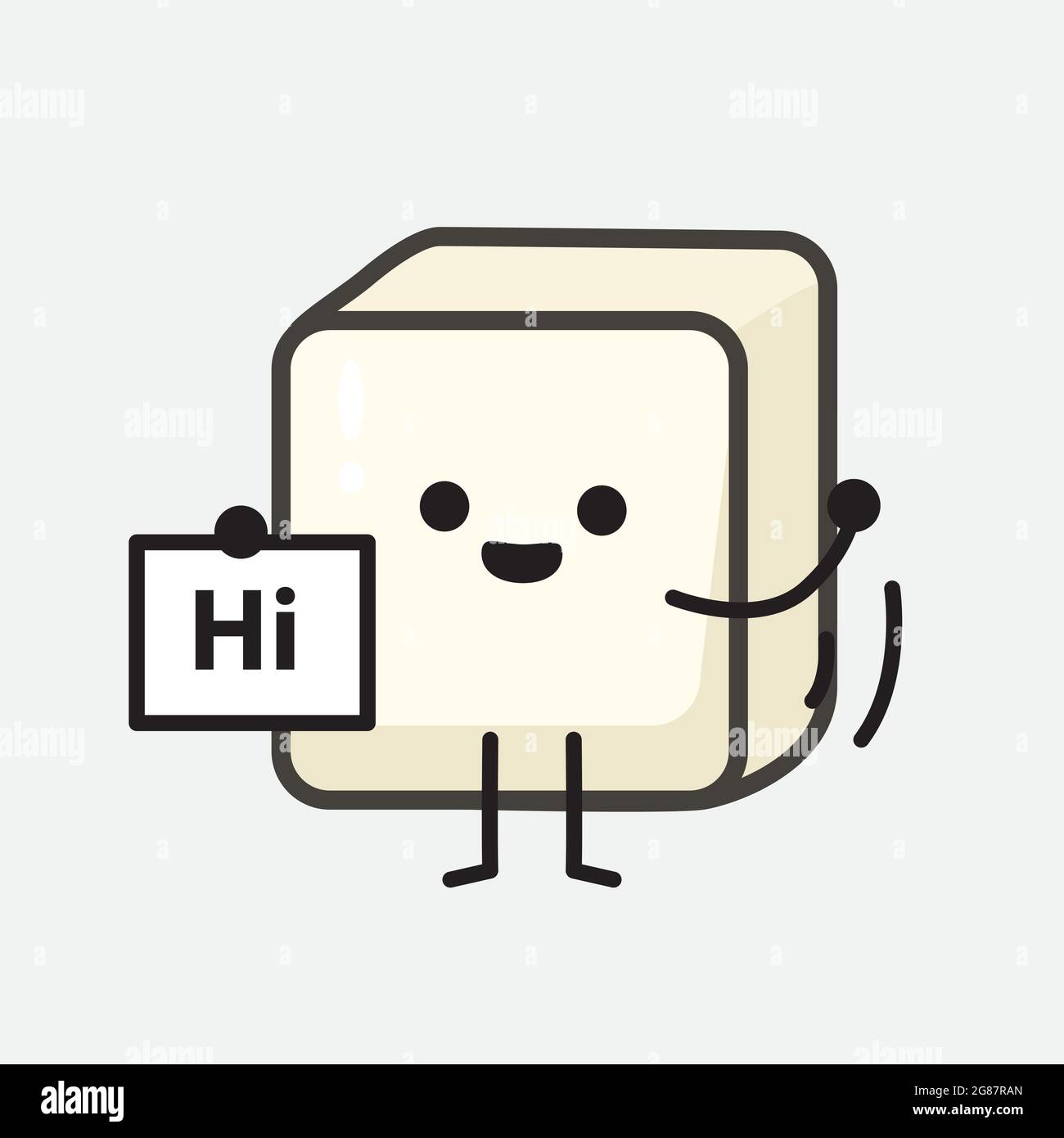 Vector Illustration of Tofu Character with cute face and simple body ...