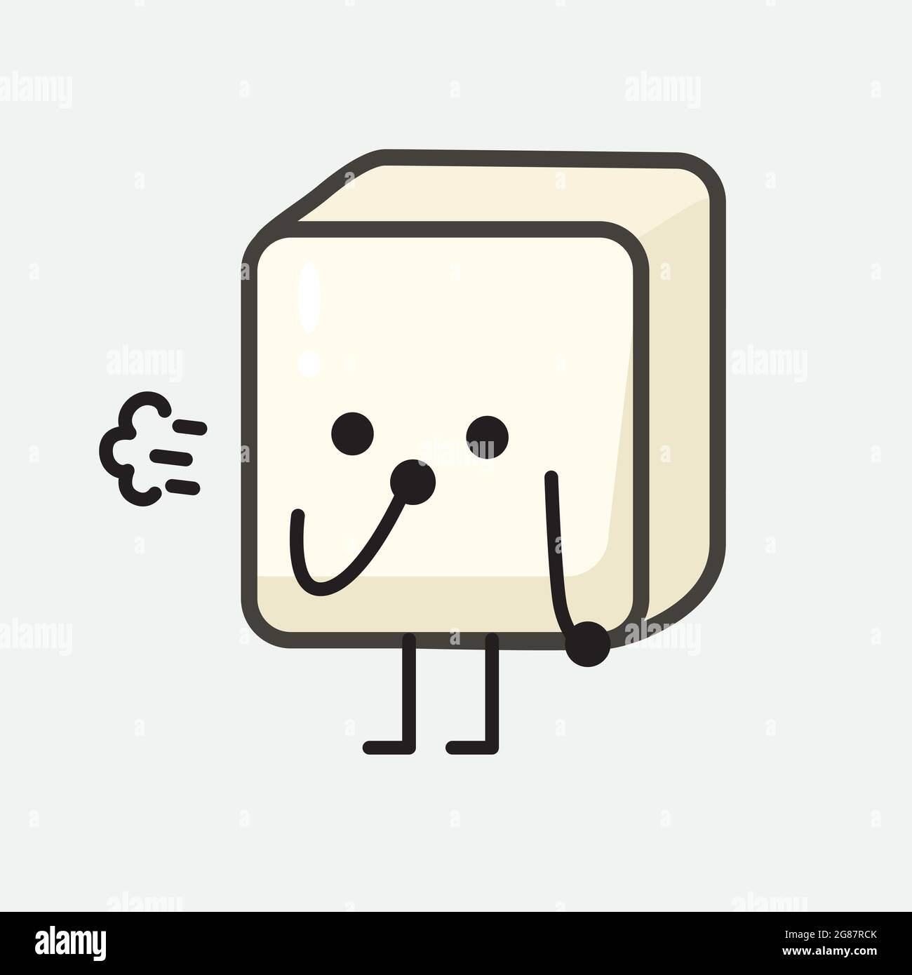 Vector Illustration of Tofu Character with cute face and simple body ...