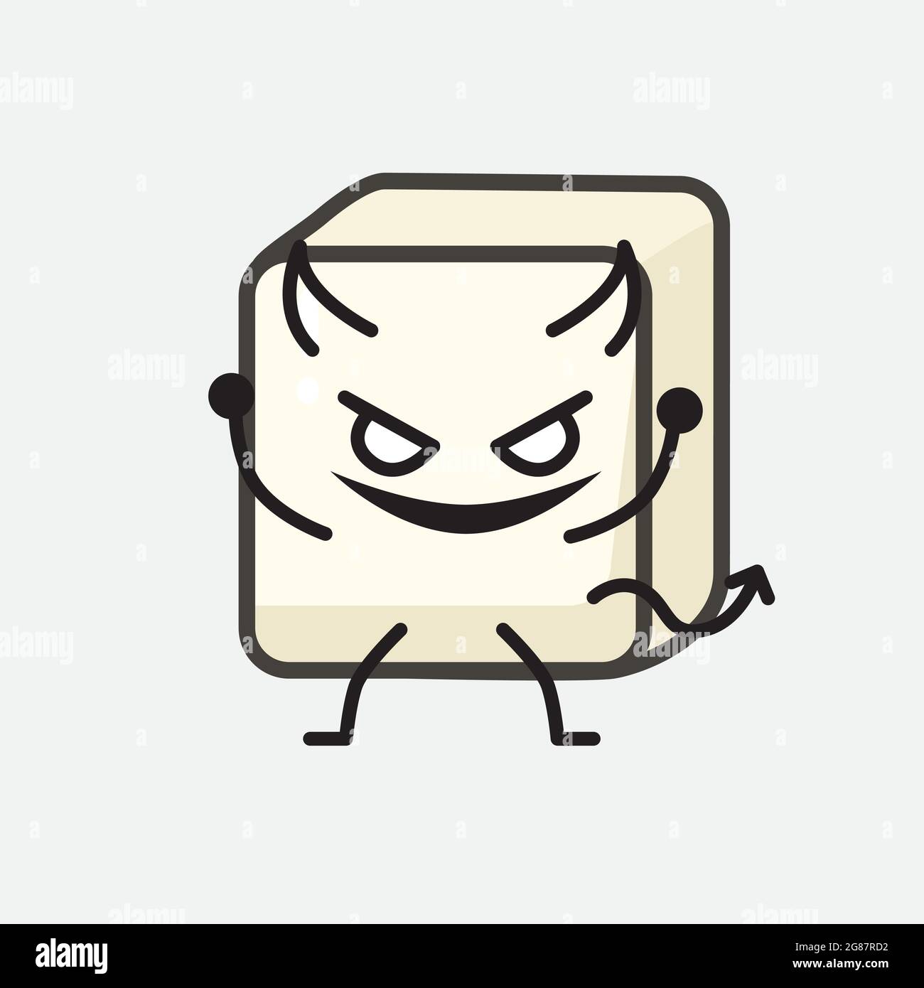 Vector Illustration of Tofu Character with cute face and simple body ...