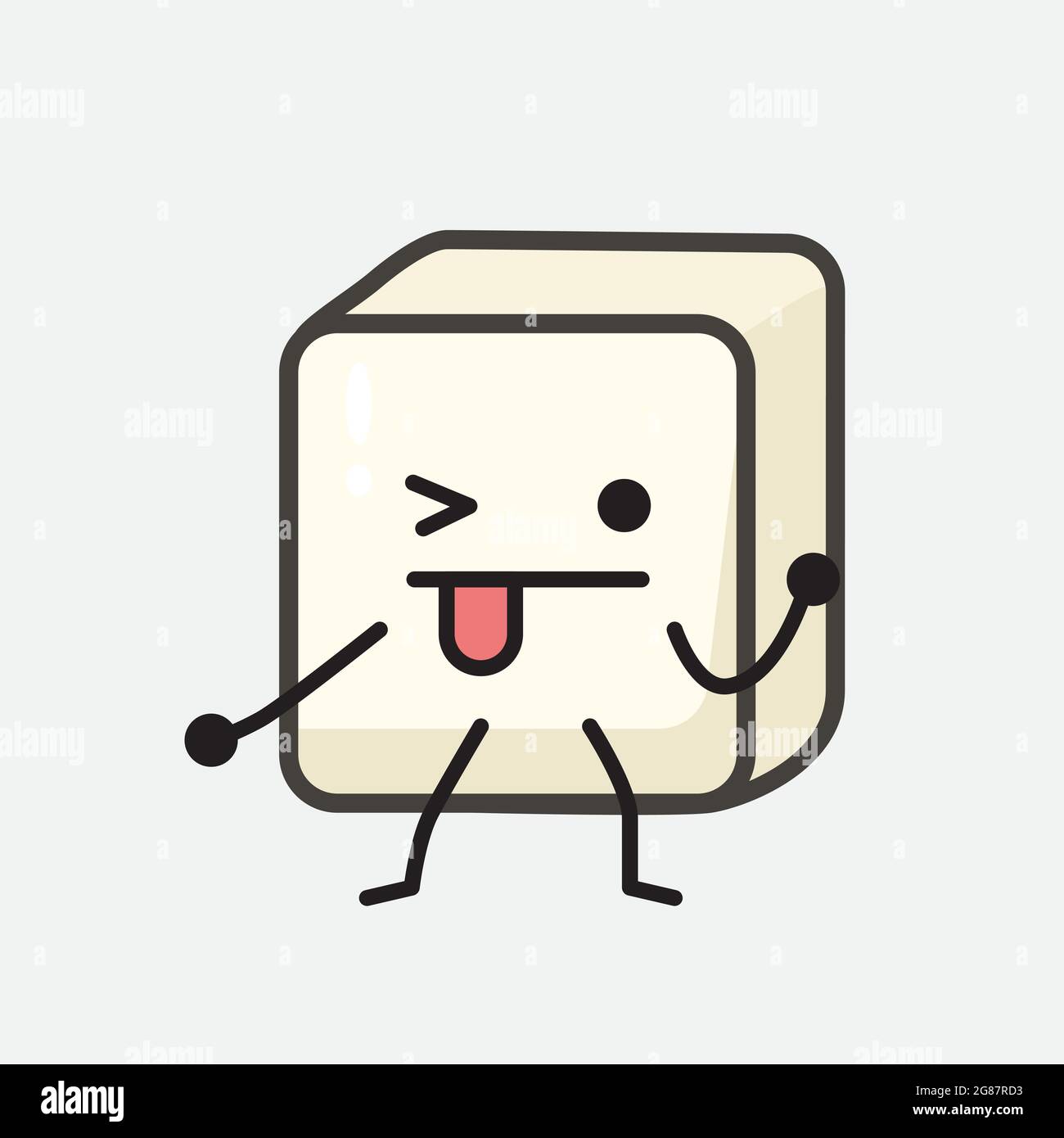 Vector Illustration of Tofu Character with cute face and simple body ...