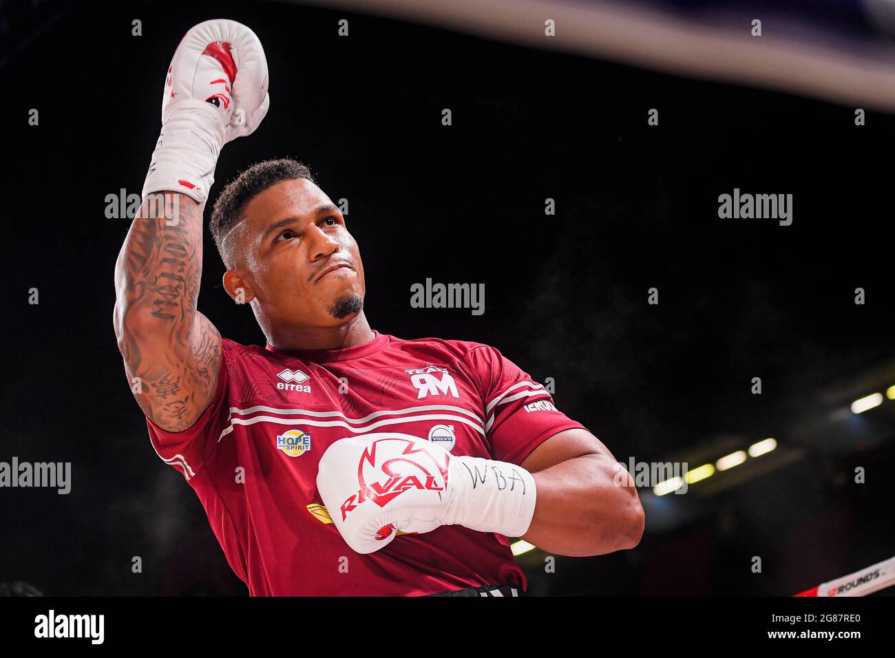 Belgian Ryad Merhy pictured during a boxing bout between Belgian Ryad ...