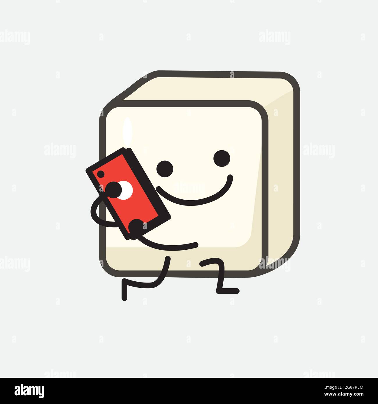 Vector Illustration of Tofu Character with cute face and simple body ...