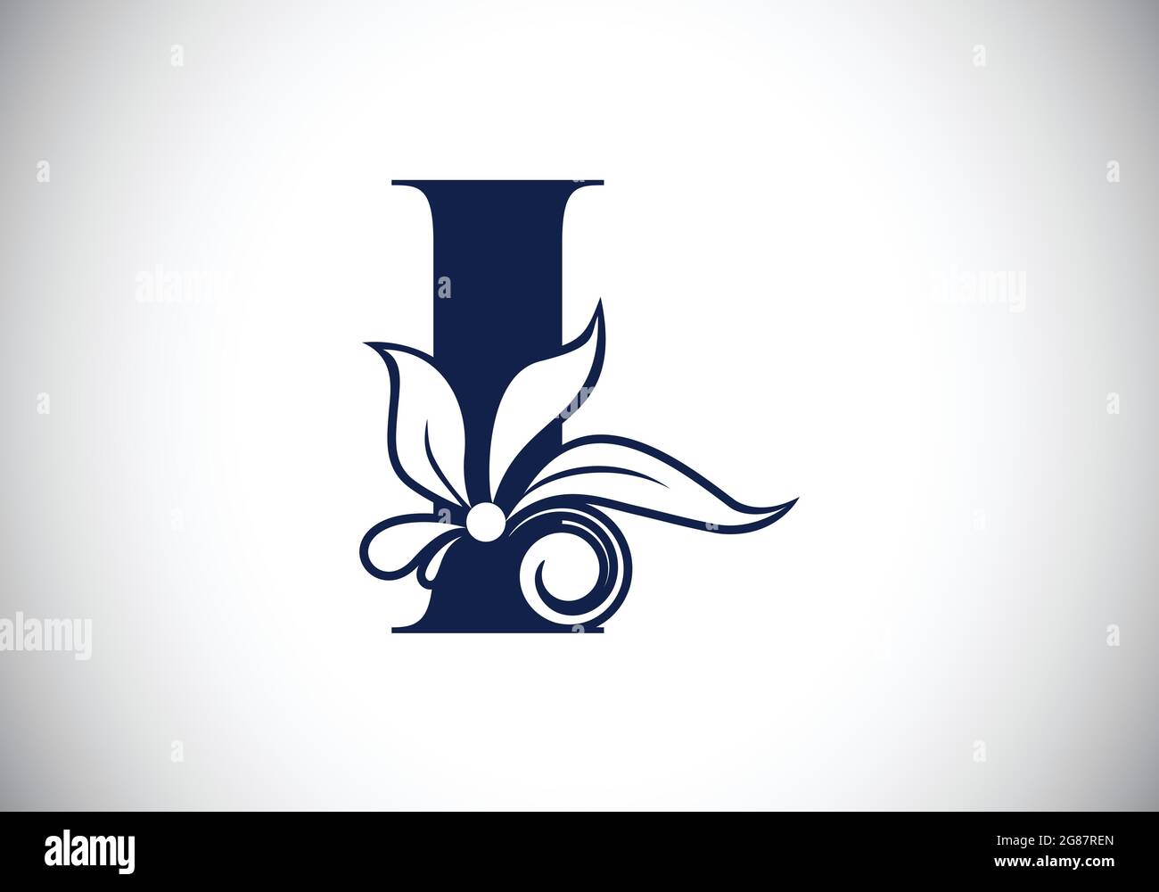 Floral monogram letter I. Initial alphabet with botanical elements ...