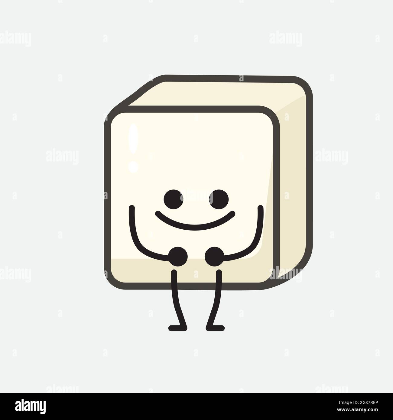 Vector Illustration of Tofu Character with cute face and simple body ...