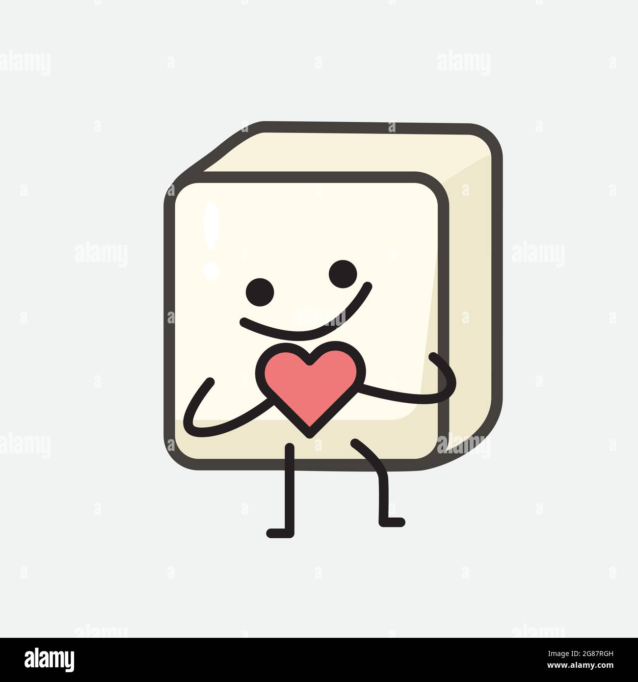 Vector Illustration of Tofu Character with cute face and simple body ...