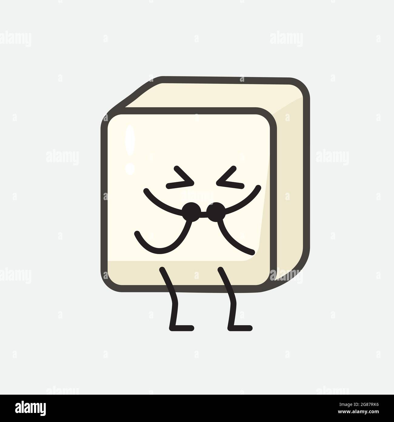 Vector Illustration of Tofu Character with cute face and simple body ...