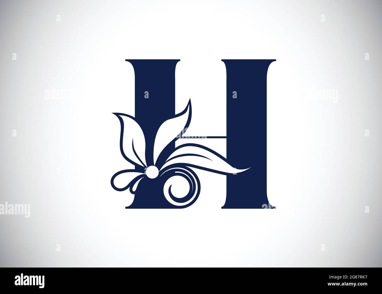 Floral monogram letter H. Initial alphabet with botanical elements ...